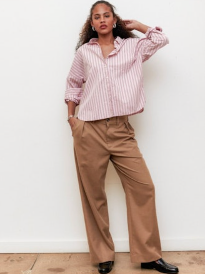 Alex Mill Jo Striped Paper Poplin Shirt - Pink Stripe | Garmentory