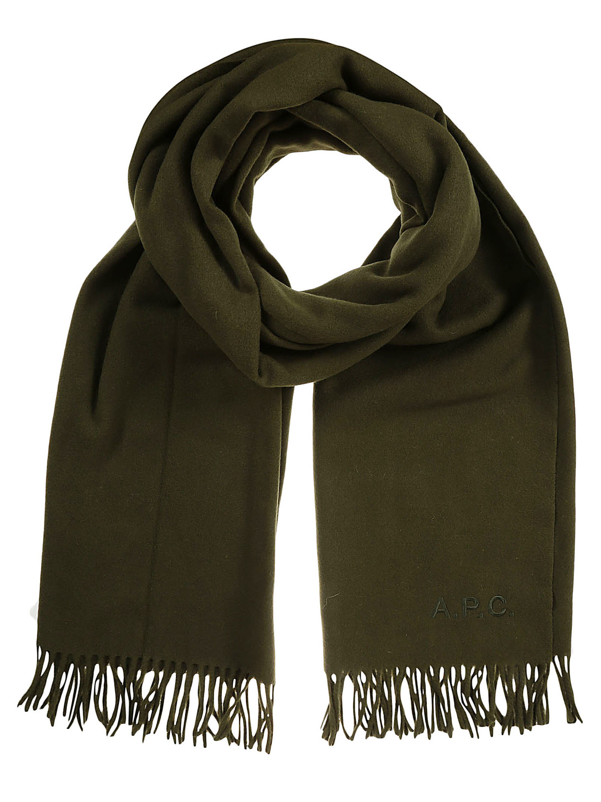 A.P.C. embroidered alix scarf - Camel/Black/Green | Garmentory