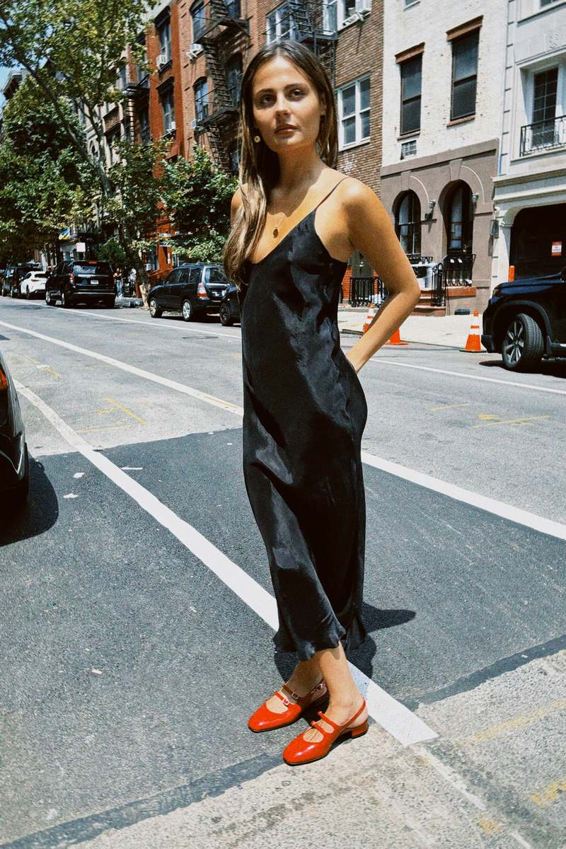 Cloak & Dagger Cupro Bias Slip Midi Dress - Noir | Garmentory