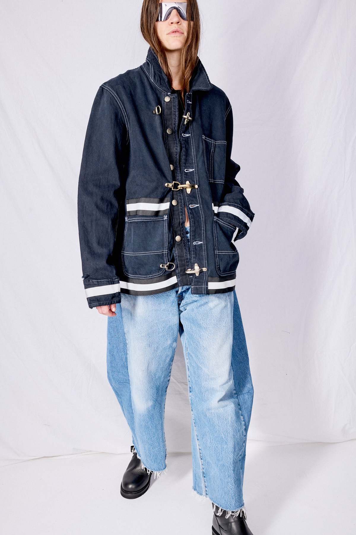 Assembly Fireman Field Coat - Black Contrast Stitch Denim | Garmentory