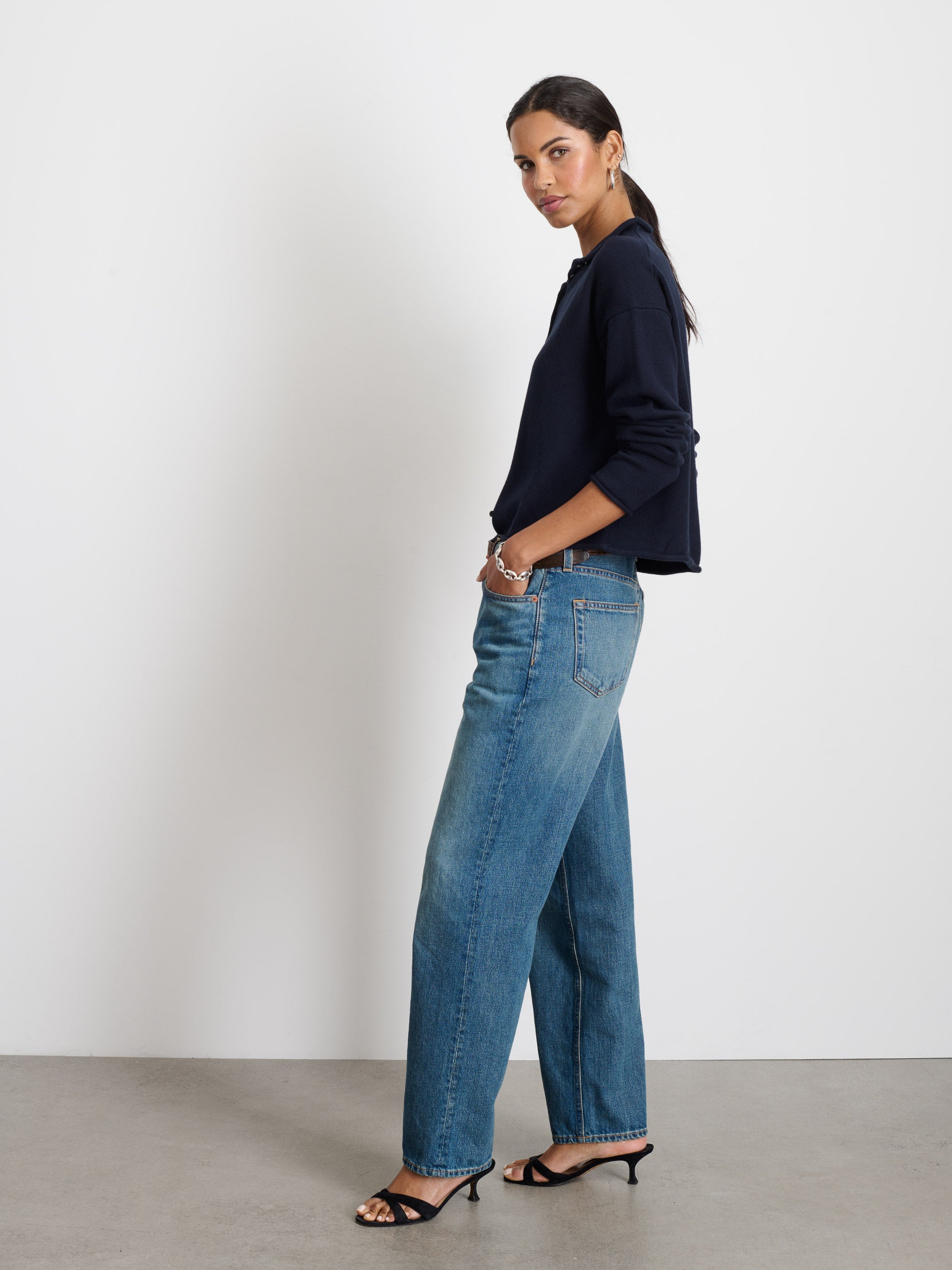 Alex Mill Taylor Rollneck Cotton Cashmere Cardigan - Navy | Garmentory