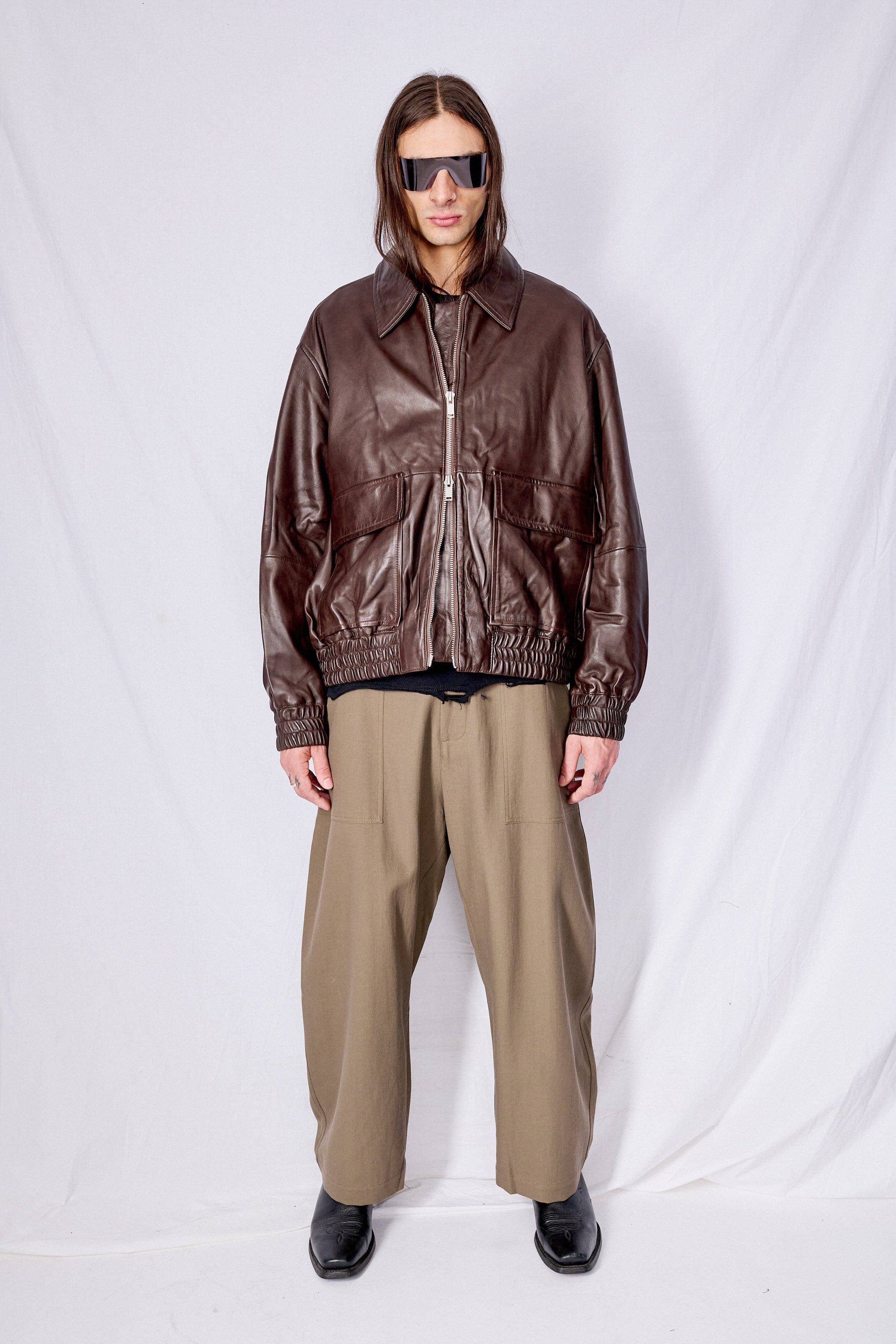 Studio Nicholson Piston Leather Jacket - Brown | Garmentory