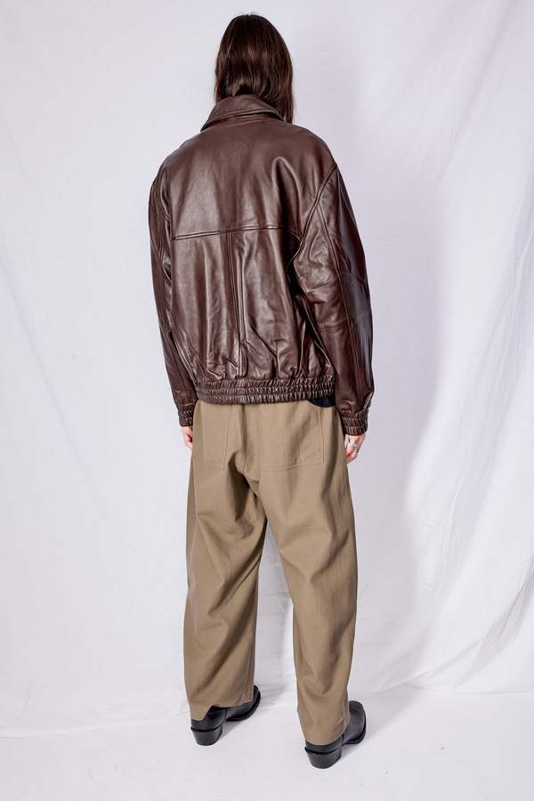 Studio Nicholson Piston Leather Jacket - Brown | Garmentory