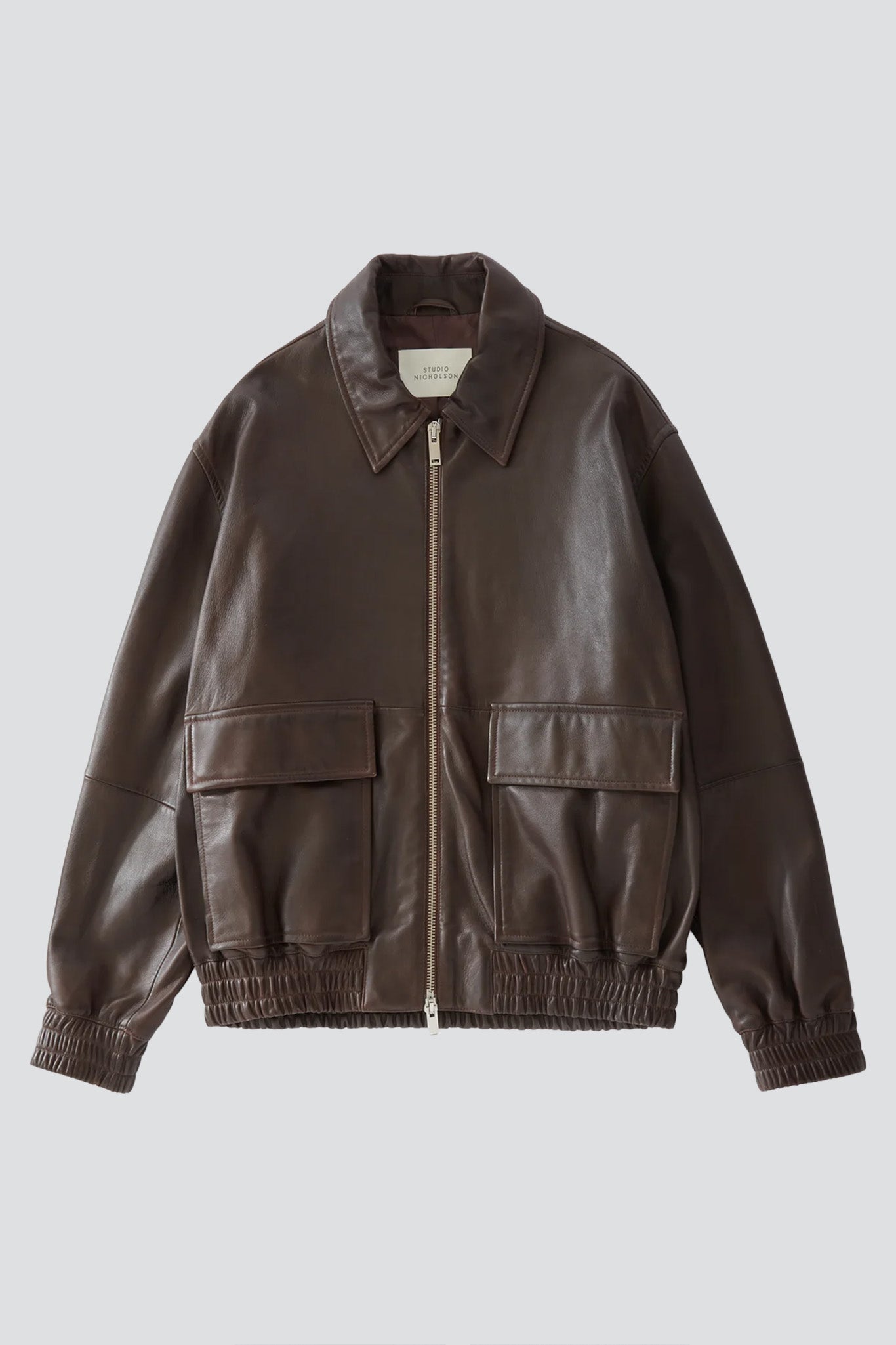 Studio Nicholson Piston Leather Jacket - Brown | Garmentory