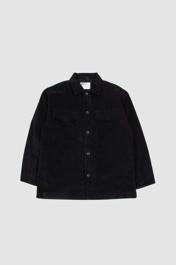 Margaret Howell Heavy Cotton Needlecord Long Overshirt - Black | Garmentory