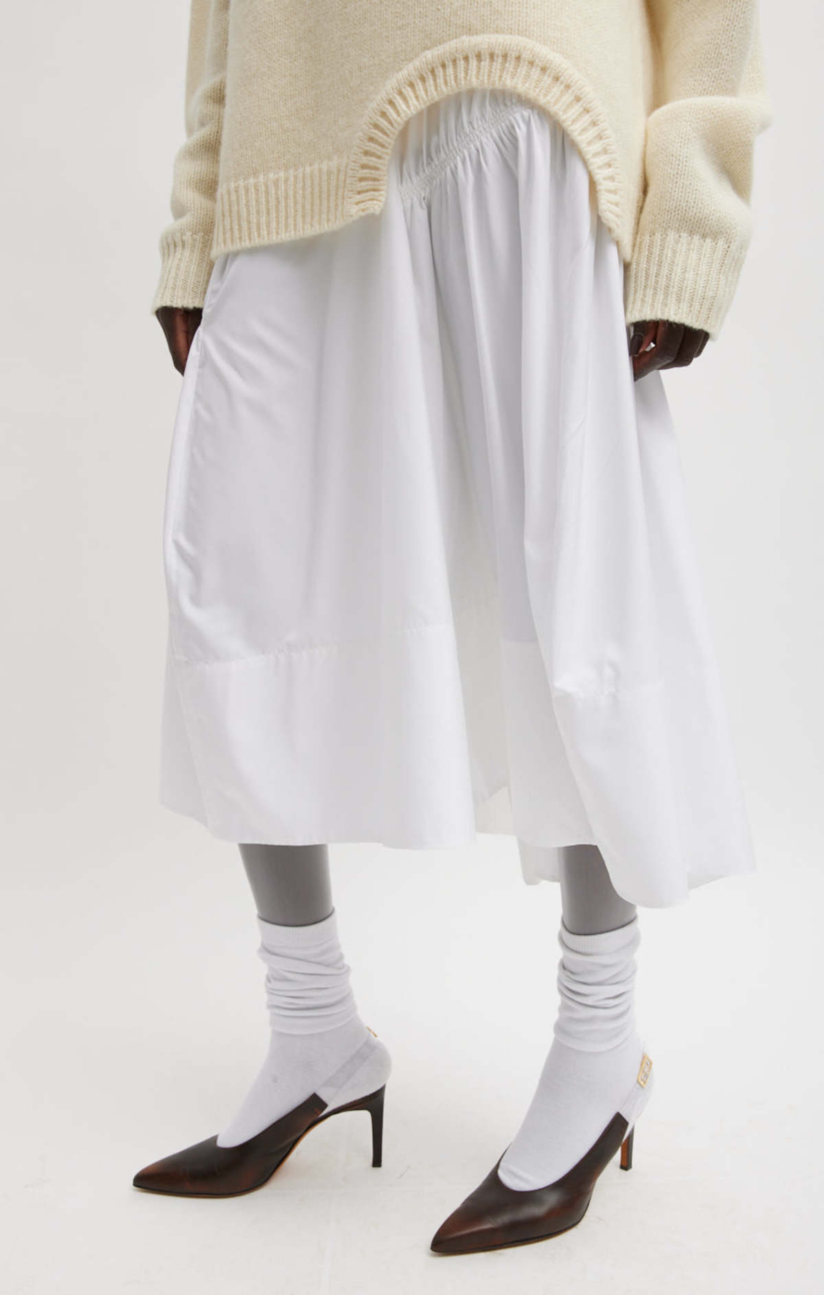 Shirred Nylon Panel Skirt | Garmentory