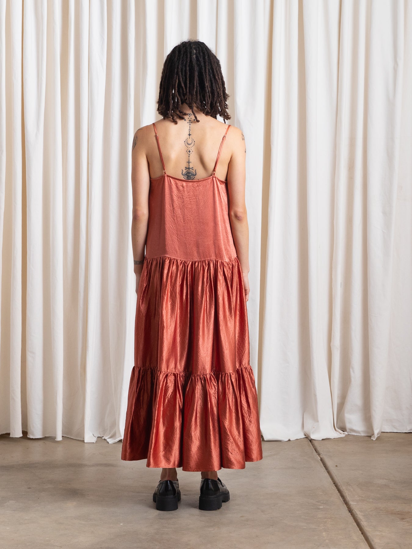 Ali Golden Tiered Slip Dress - Copper | Garmentory