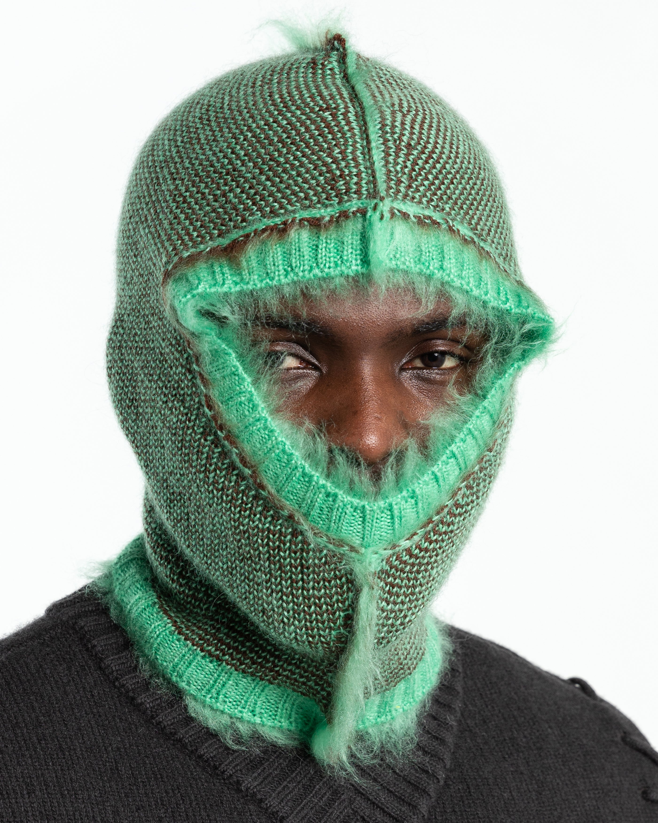 CRAIG GREEN Brushed Mohair Mask - Brown/Mint | Garmentory