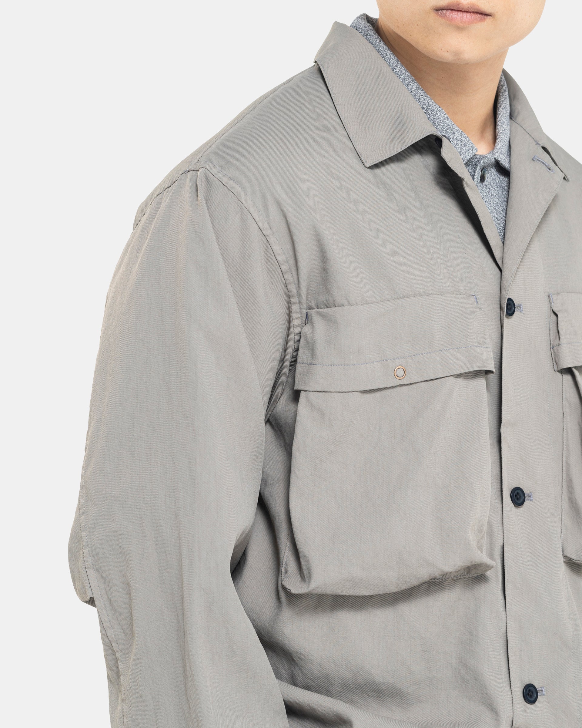 Still By Hand Garment-dye Shirt Jacket - Greige | Garmentory