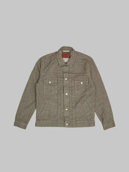 Pure Blue Japan Woven Sashiko Type3 Jacket - Olive/Olive | Garmentory