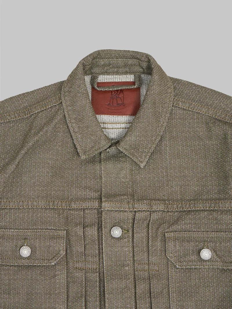Pure Blue Japan Sashiko Type II Jacket - Olive | Garmentory