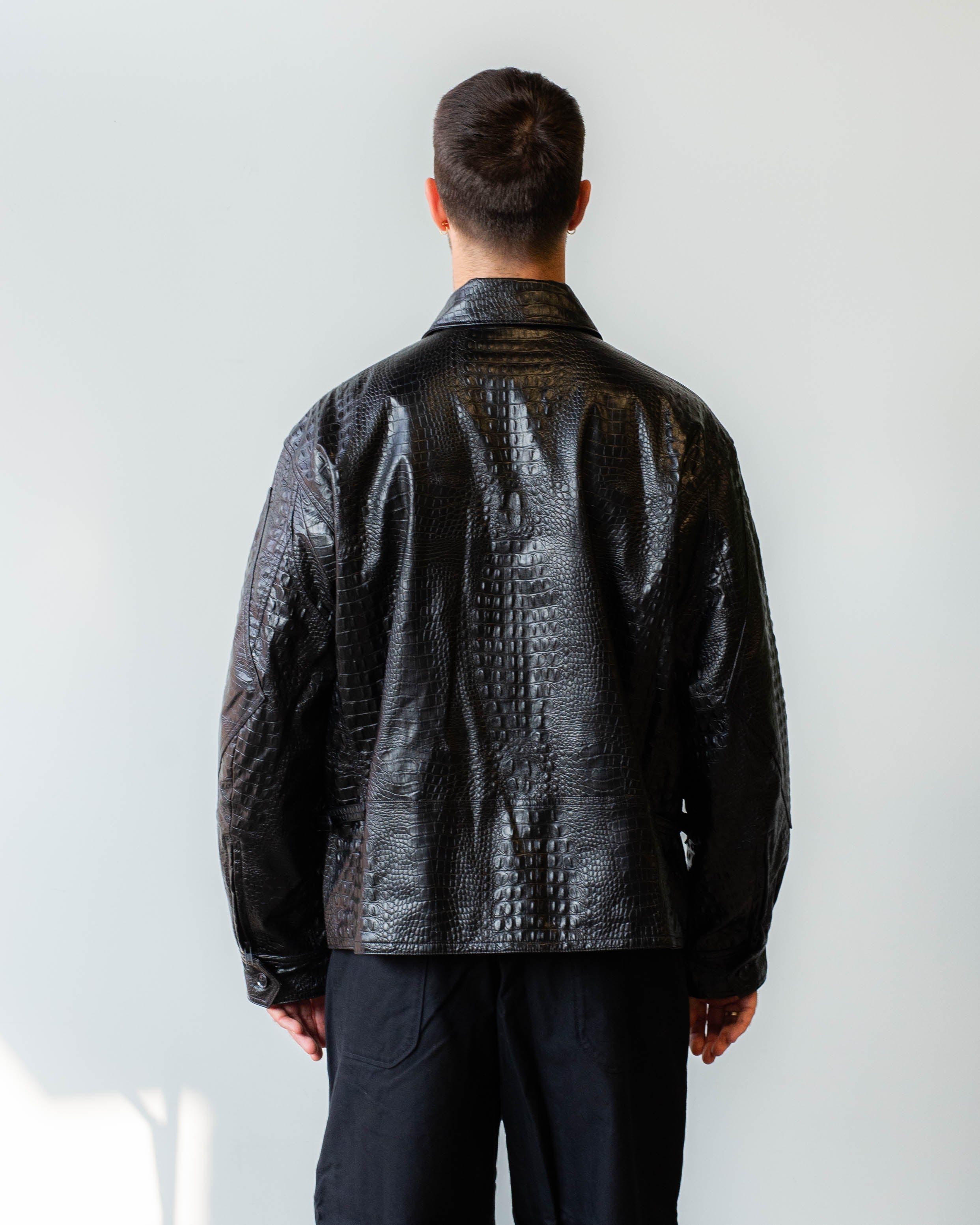 Engineered Garments G8 Alligator Embossed Fake Leather Jacket - Black ...