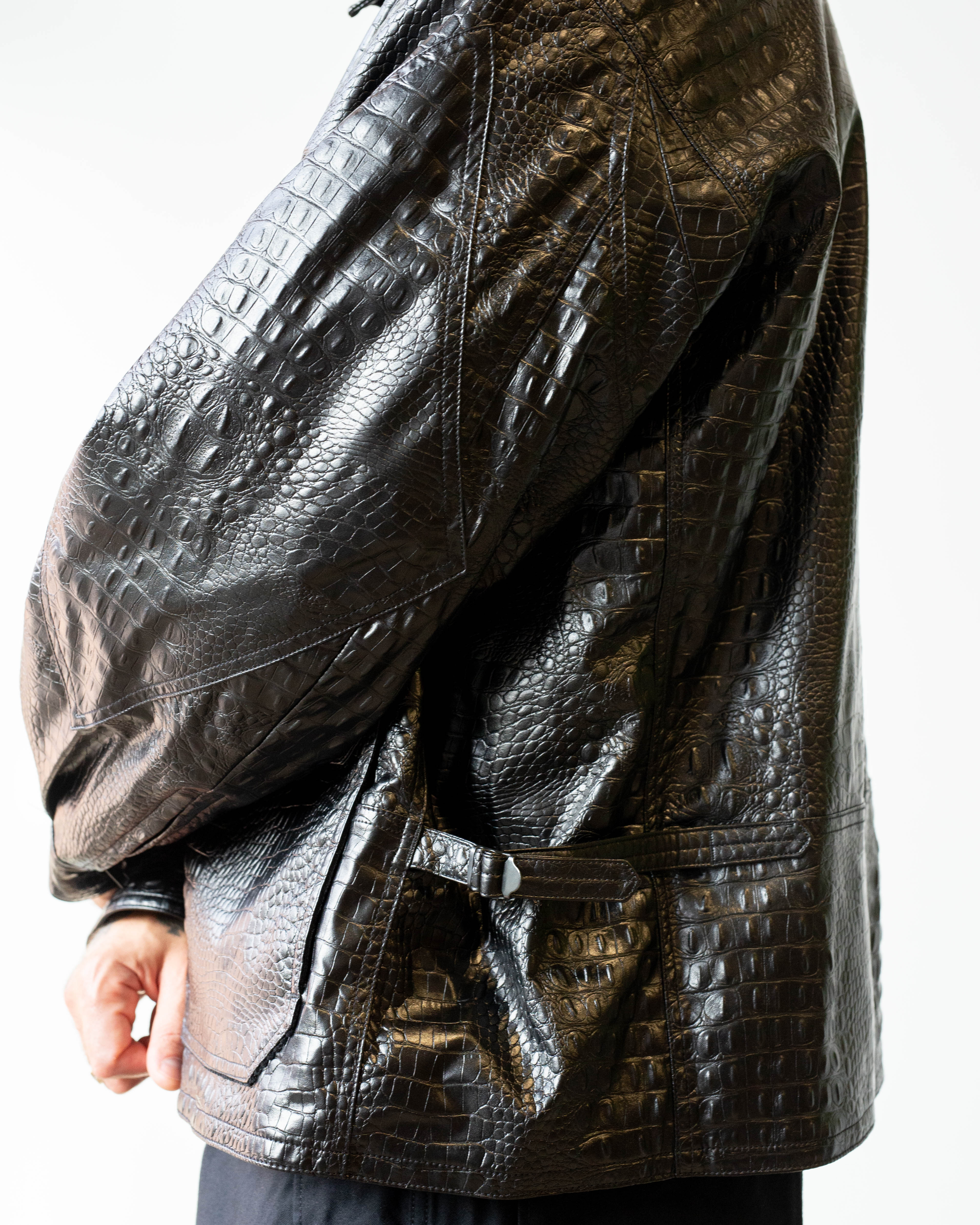Engineered Garments G8 Alligator Embossed Fake Leather Jacket - Black ...