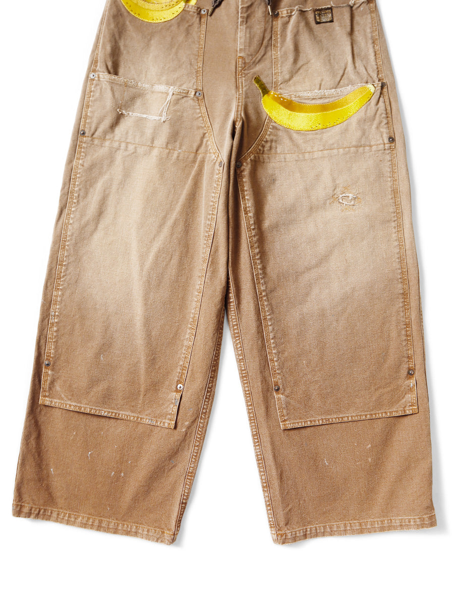 Kapital Canvas W Knee EASY Baggy BANANA Patch Remake Pants - GOLD | Garmentory