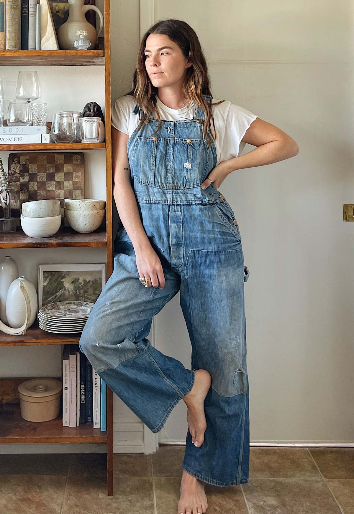 Rugged Patched Lee Overalls - Dark Wash | Garmentory