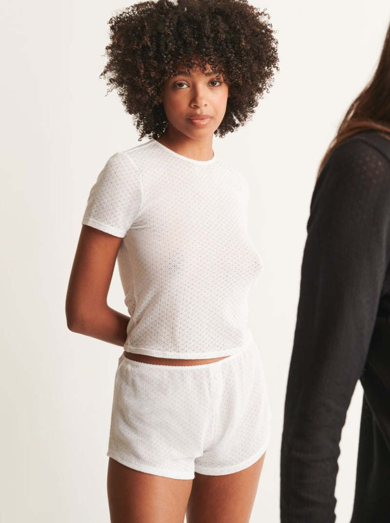 Skin Perla Pointelle Short - White | Garmentory