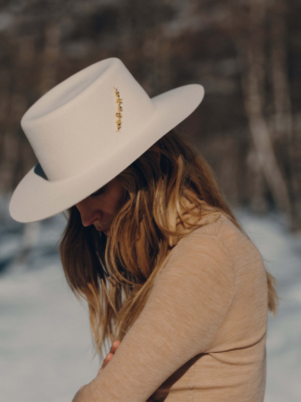 Van Palma Jade Embellished Wool Felt Hat - White | Garmentory