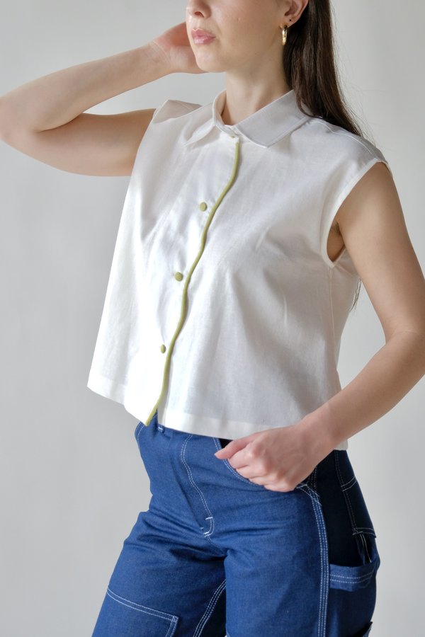 Rujuta Sheeth Vacay Top - Pastel Parchment/Limelight | Garmentory