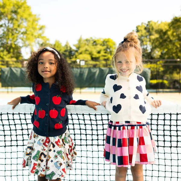 Kids Pink Chicken Constance Sweater - Navy Hearts | Garmentory