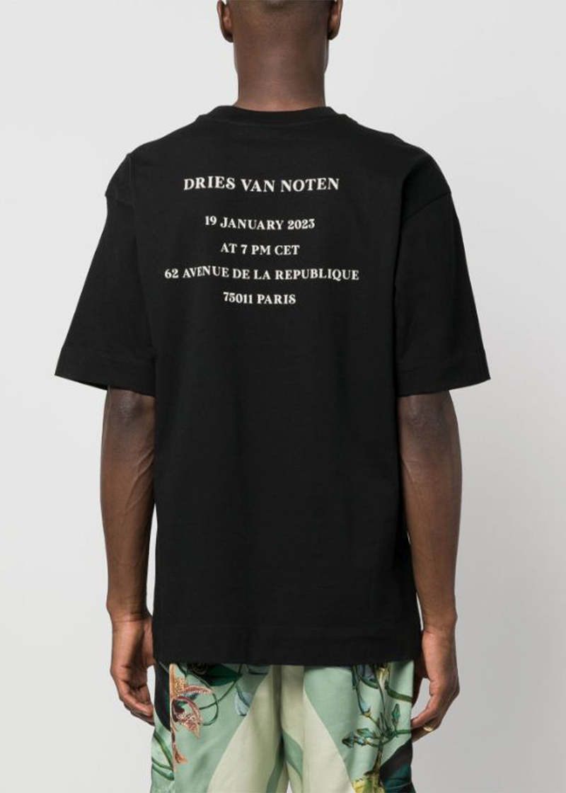 Dries Van Noten Heli Slogan-Print T-Shirt - Black | Garmentory