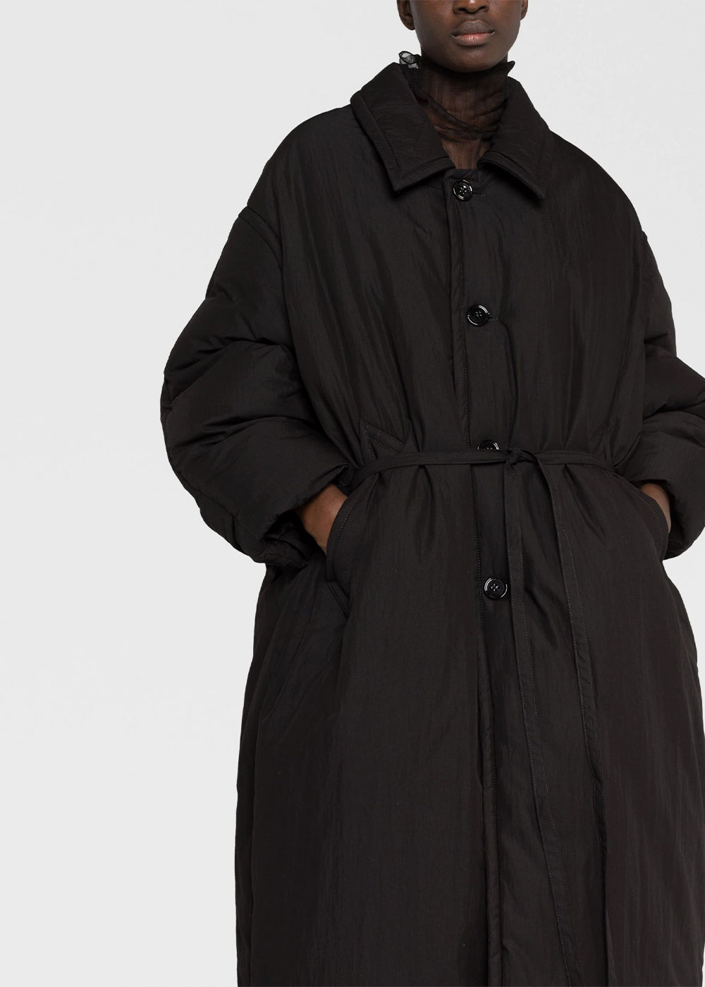MM6 Maison Margiela Oversized Padded Coat - Black | Garmentory