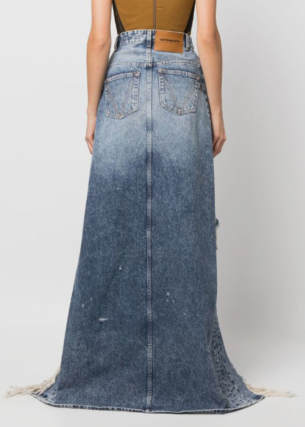 Vetements Destroyed Denim Maxi Skirt - Blue | Garmentory