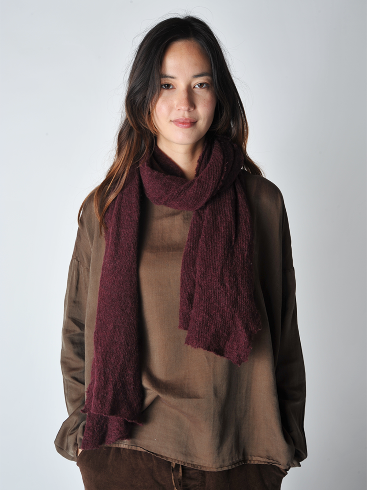 Botto Giuseppe Barre Knit Scarf - Burgundy Melange | Garmentory