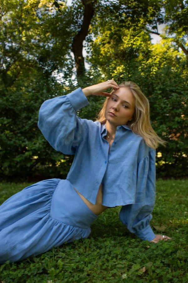 Eliza Faulkner Tabitha Shirt - Blue Linen | Garmentory