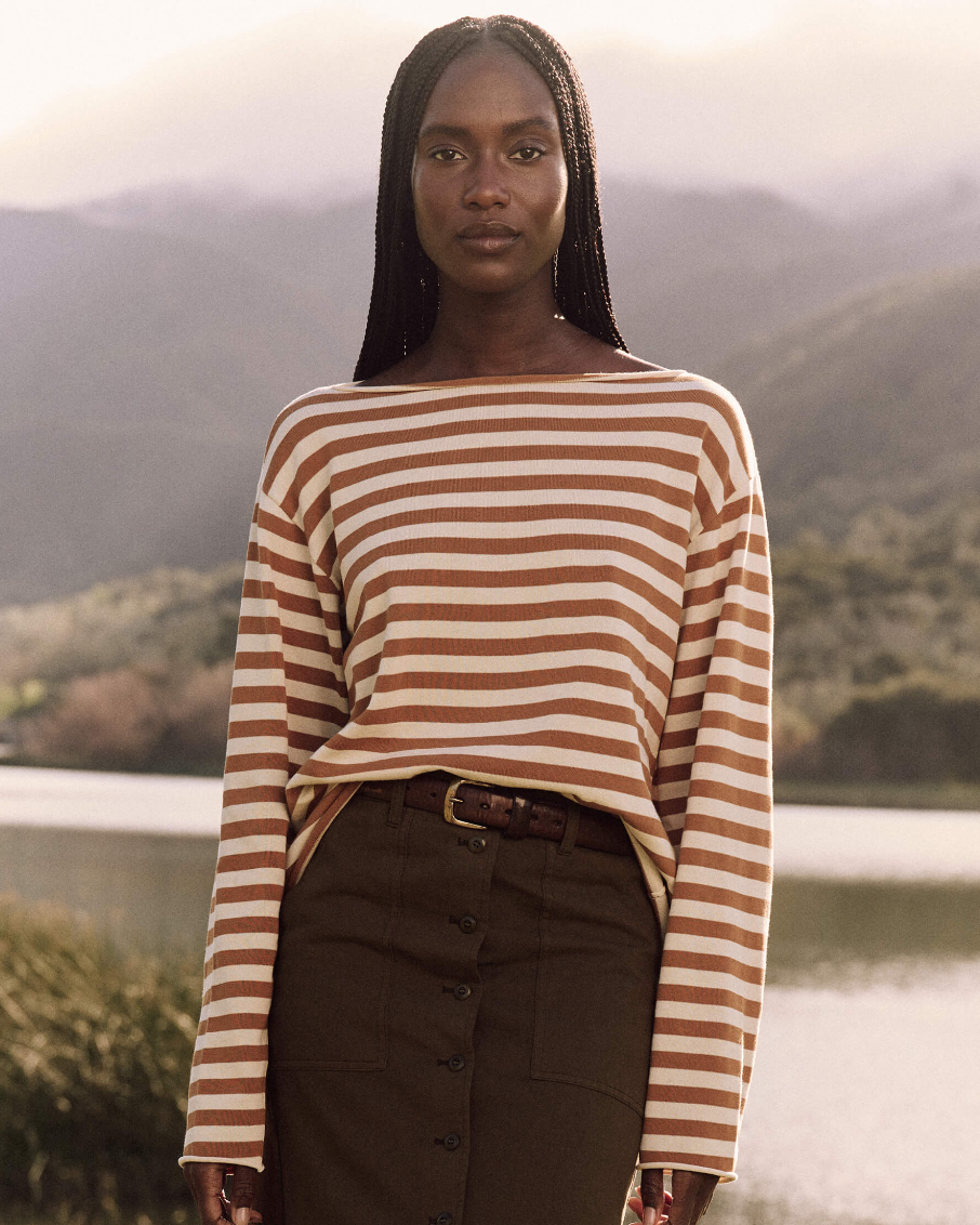 The Great The Sailor Sweater - Camel Stripe | Garmentory