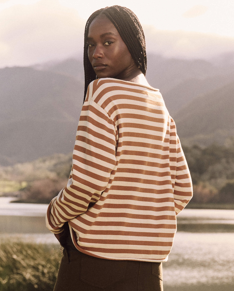 The Great The Sailor Sweater - Camel Stripe | Garmentory