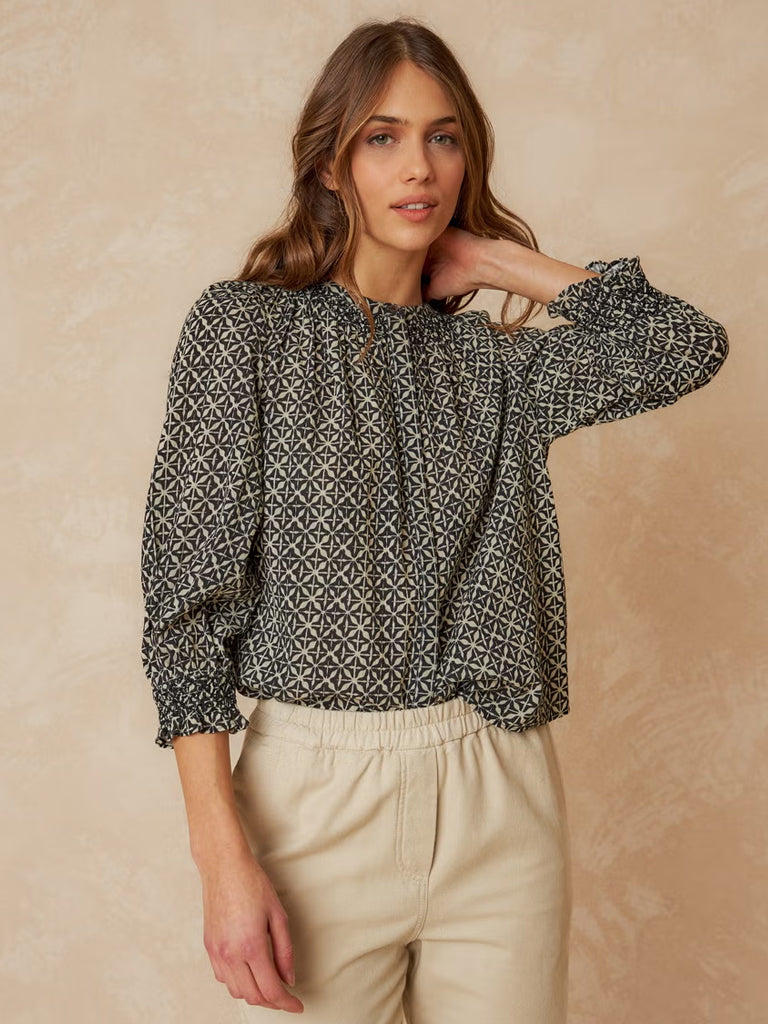 Indi & Cold Batik Blouse - Black/Stone | Garmentory