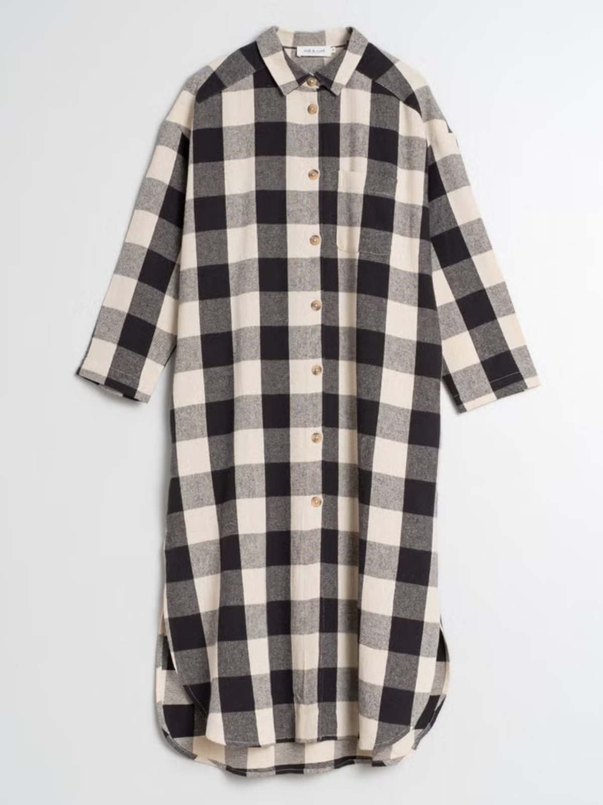 Indi & Cold Check Shirt Dress - Black/Stone | Garmentory