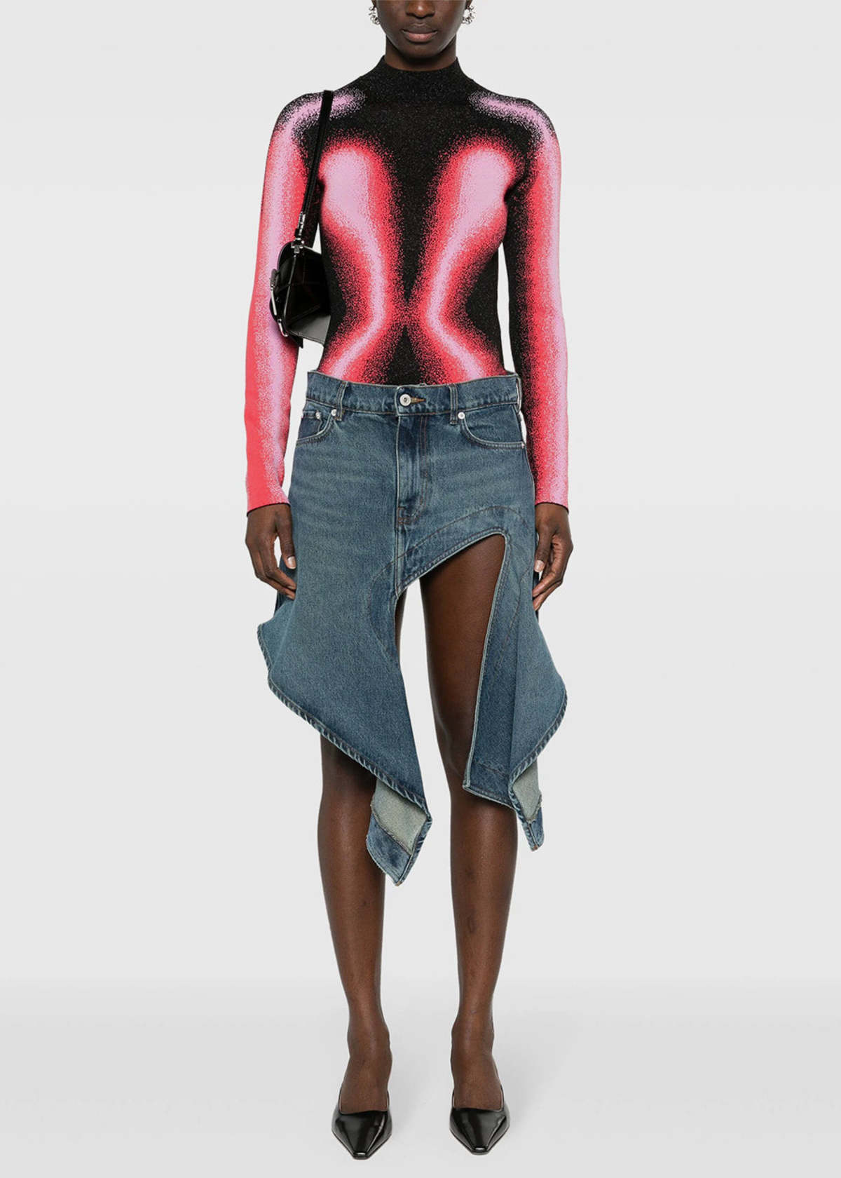 Y/project Cut Out Denim Skirt - Evergreen Vintage Blue | Garmentory