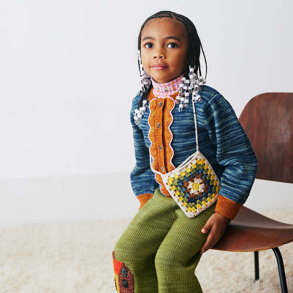 Misha & Puff Child Crochet Big Square Shoulder Bag Iris Cream Confetti ...