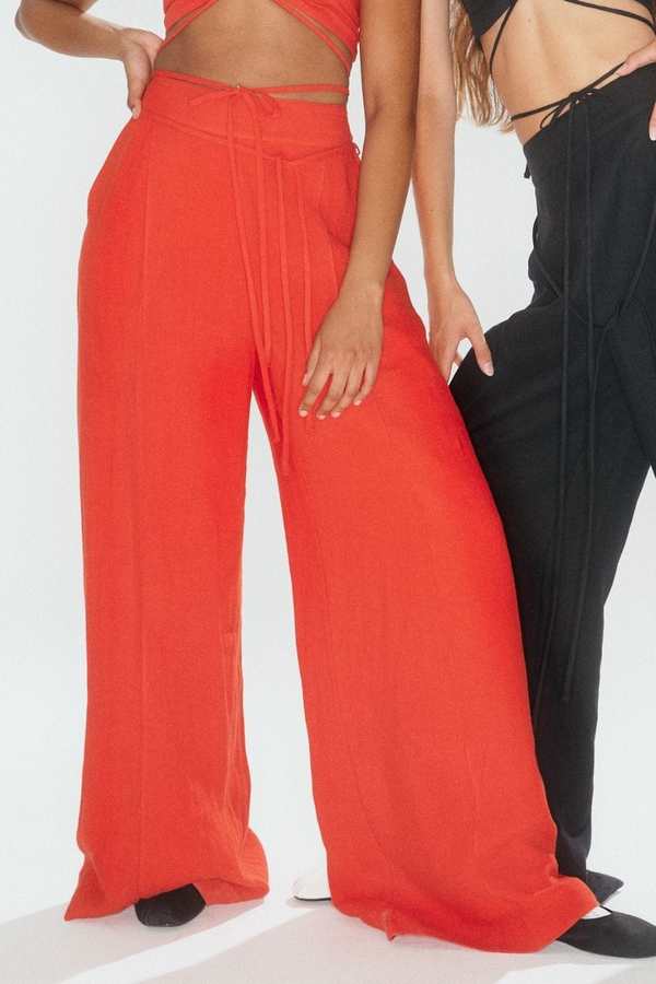 Sample Romy Pant Red Linen | Garmentory