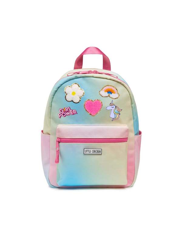 Kids Little Chicken Girl Power Backpack with Patches - Rainbow | Garmentory