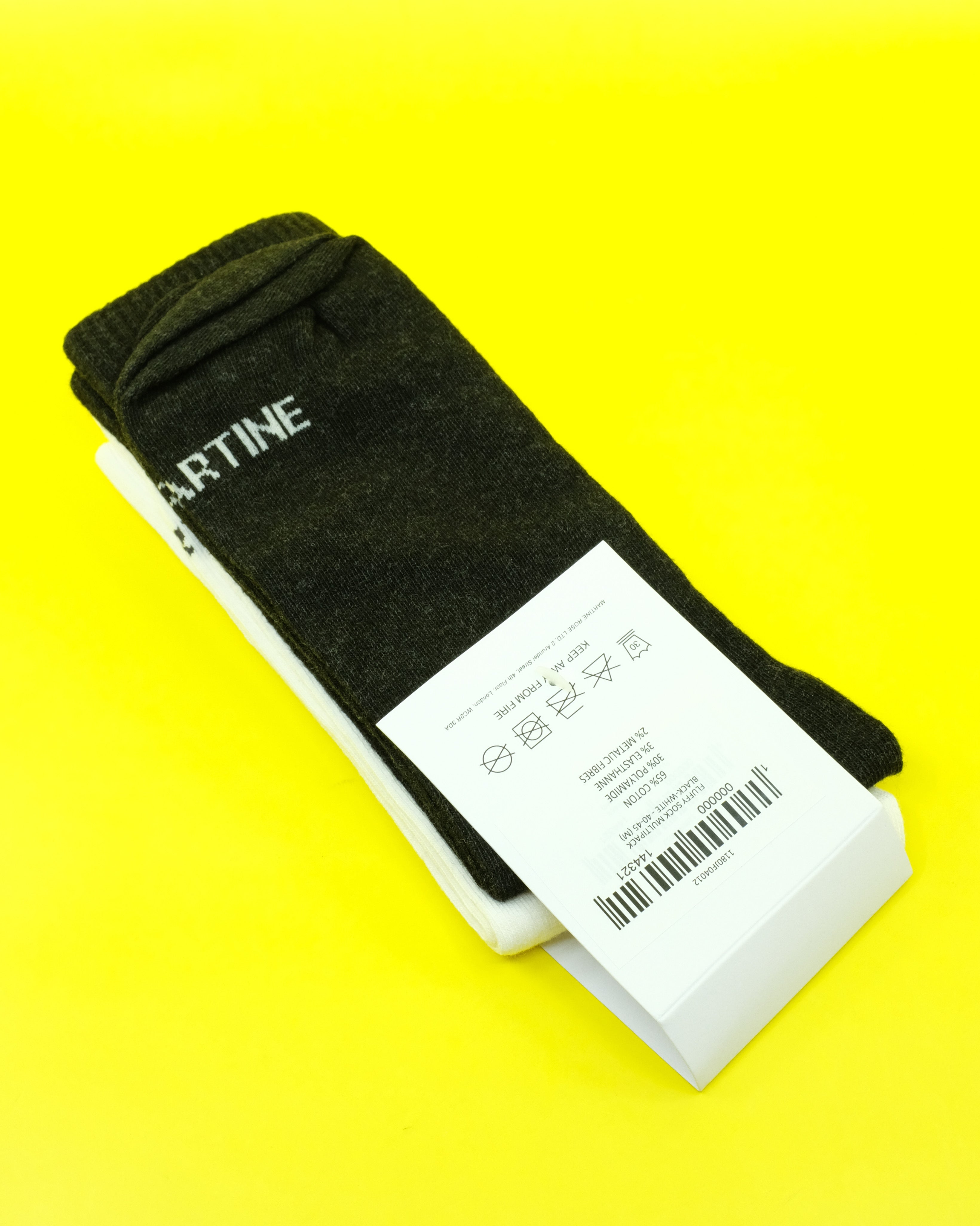 Martine Rose 2-Pack Fluffy Sock - Black/White | Garmentory