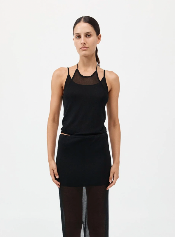 St. Agni Layered Halter Tank - Black | Garmentory