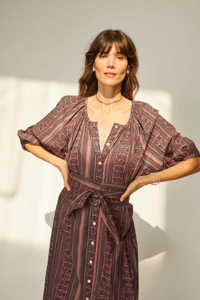 Natalie Martin Alex Midi W/ Sash - Paisley Stripe | Garmentory