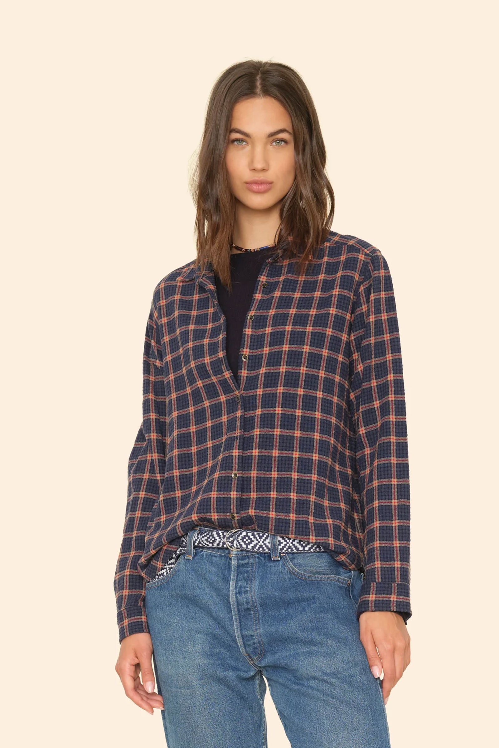 Xirena Evan Shirt - Navy/Brick | Garmentory