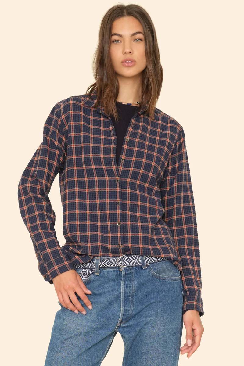 Xirena Evan Shirt - Navy/Brick | Garmentory