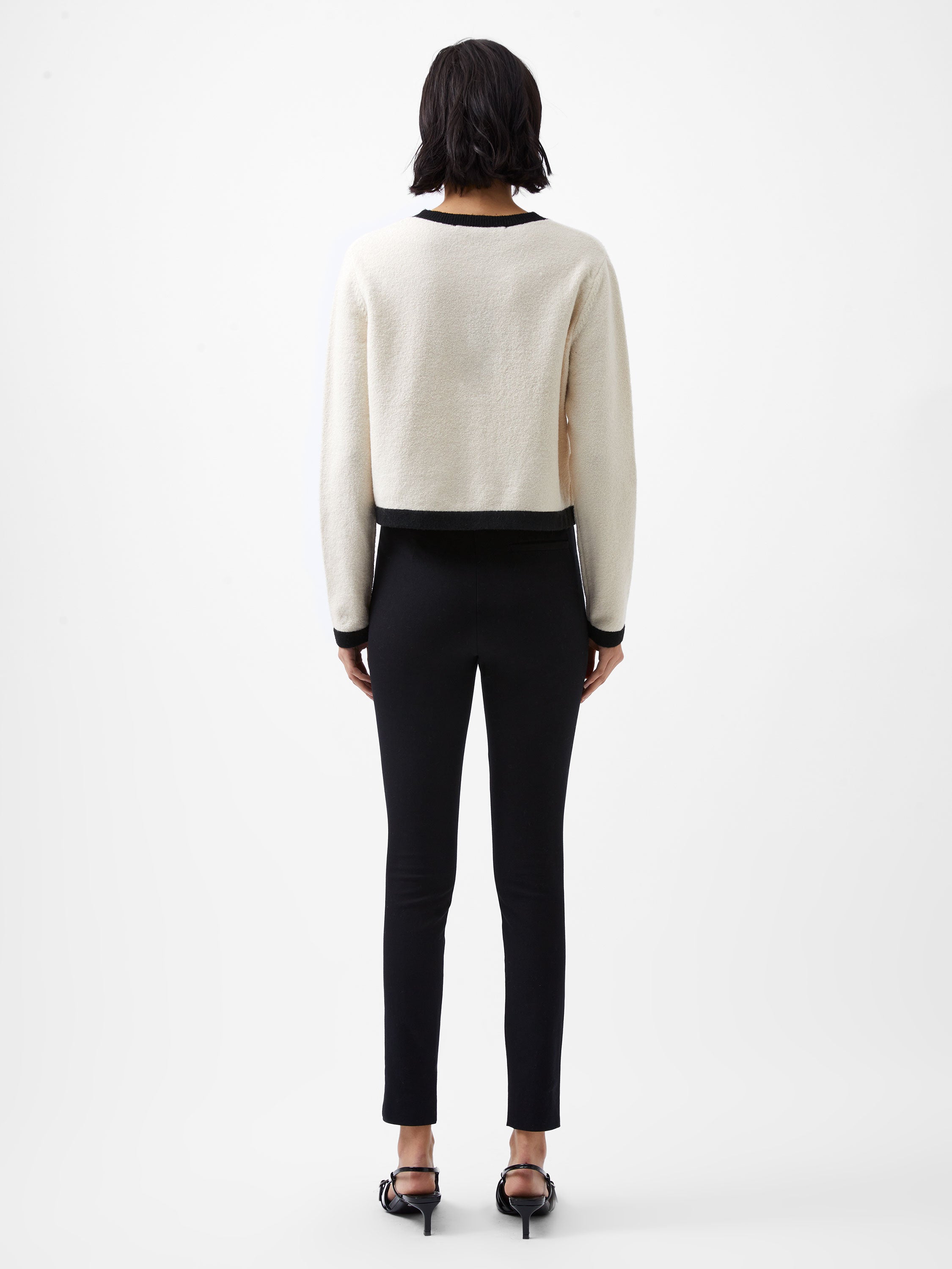 French Connection Vhari Contrast Cardigan - Classic Cream/Black ...