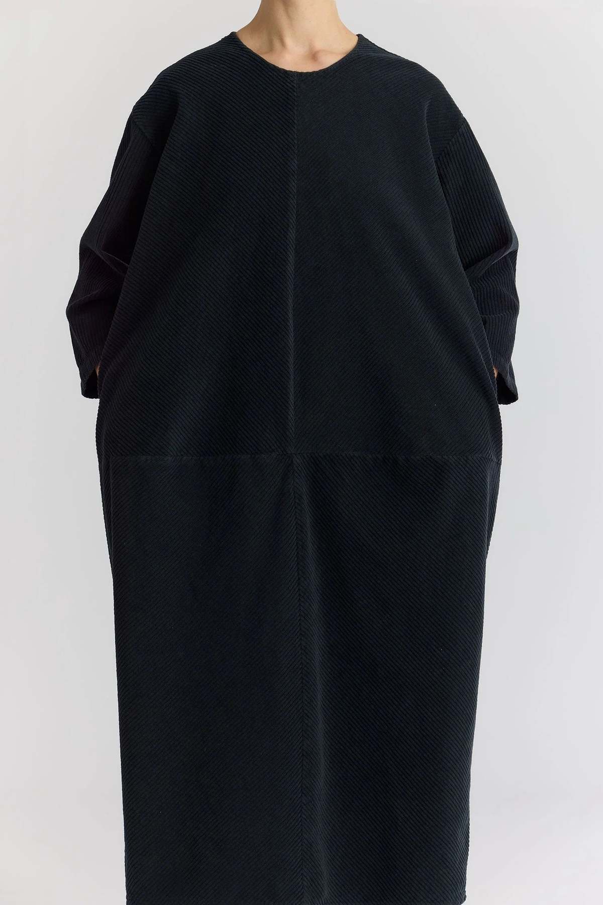Black Crane Corduroy Radiant Dress - Dark Grey | Garmentory