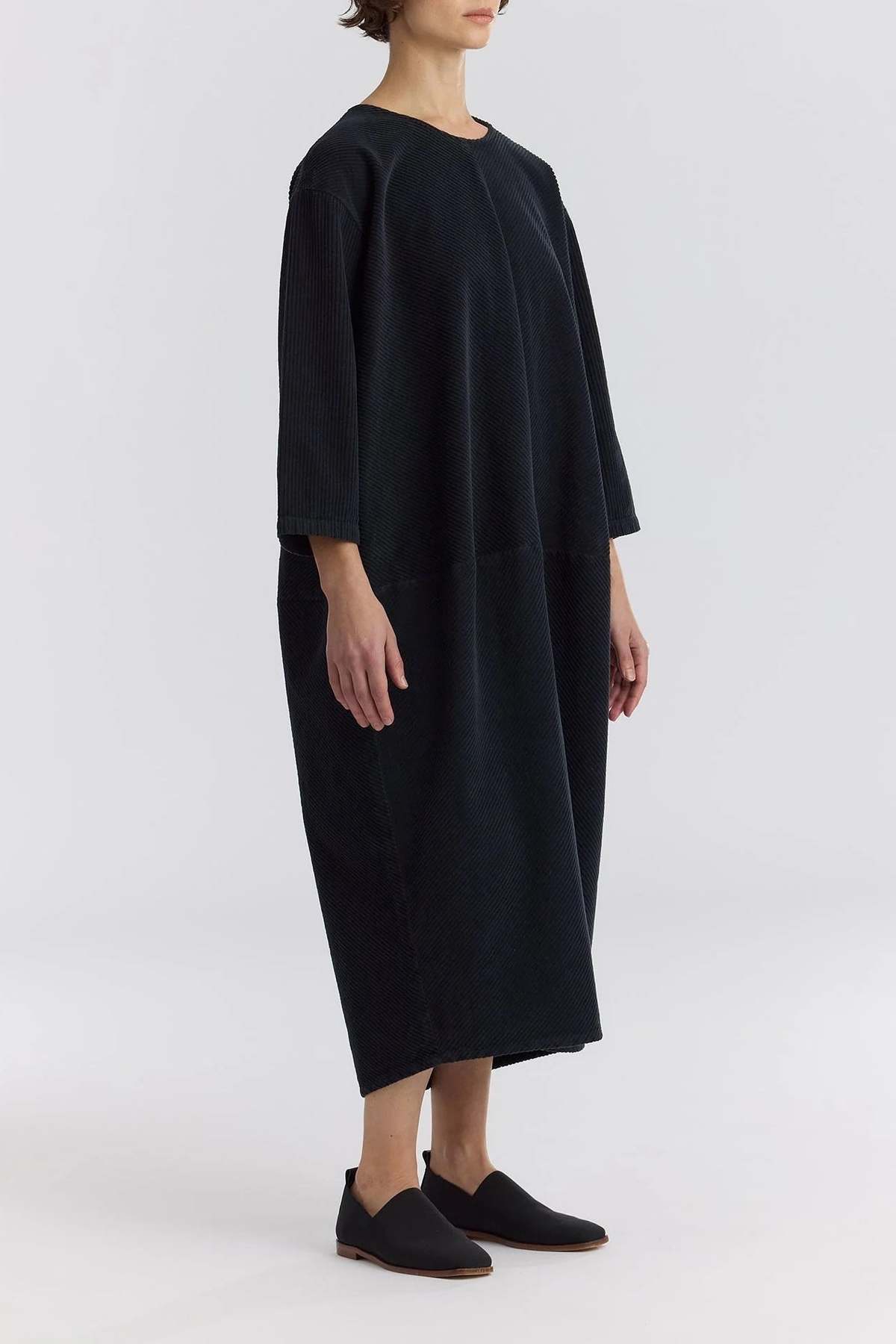 Black Crane Corduroy Radiant Dress - Dark Grey | Garmentory