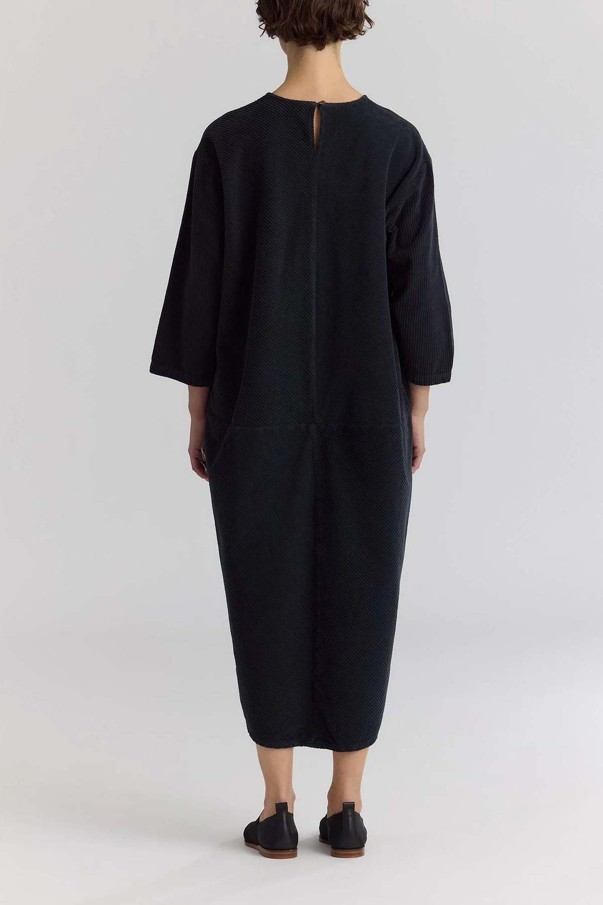 Black Crane Corduroy Radiant Dress - Dark Grey | Garmentory