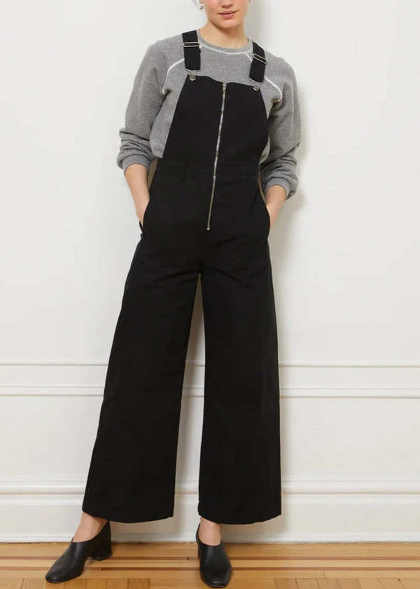Loup Madelyn Zip Front Overalls - Black | Garmentory
