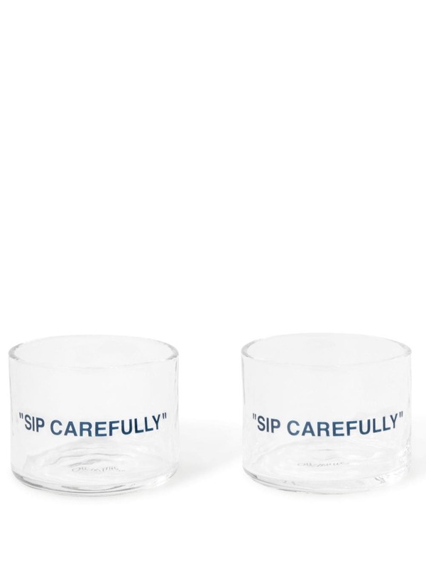 Off-White™ Water Glass Quote Set - Transparent/Blue | Garmentory