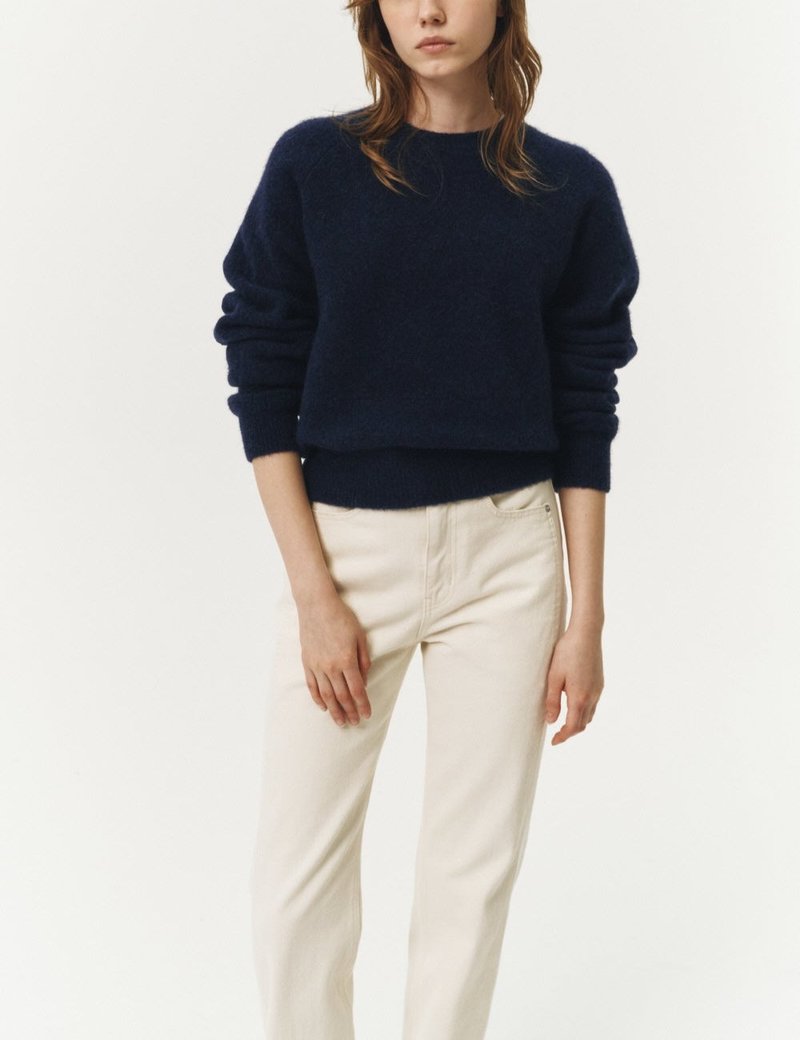 Dunst Wool Sweater - Marled Navy Blue | Garmentory
