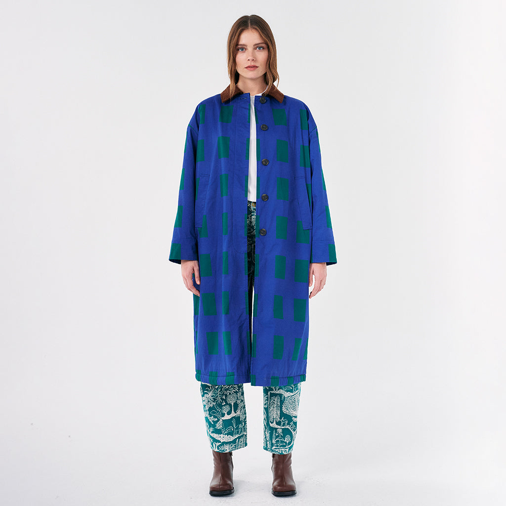Bobo Choses Woman Long Coat - Colour Game Print Blue | Garmentory