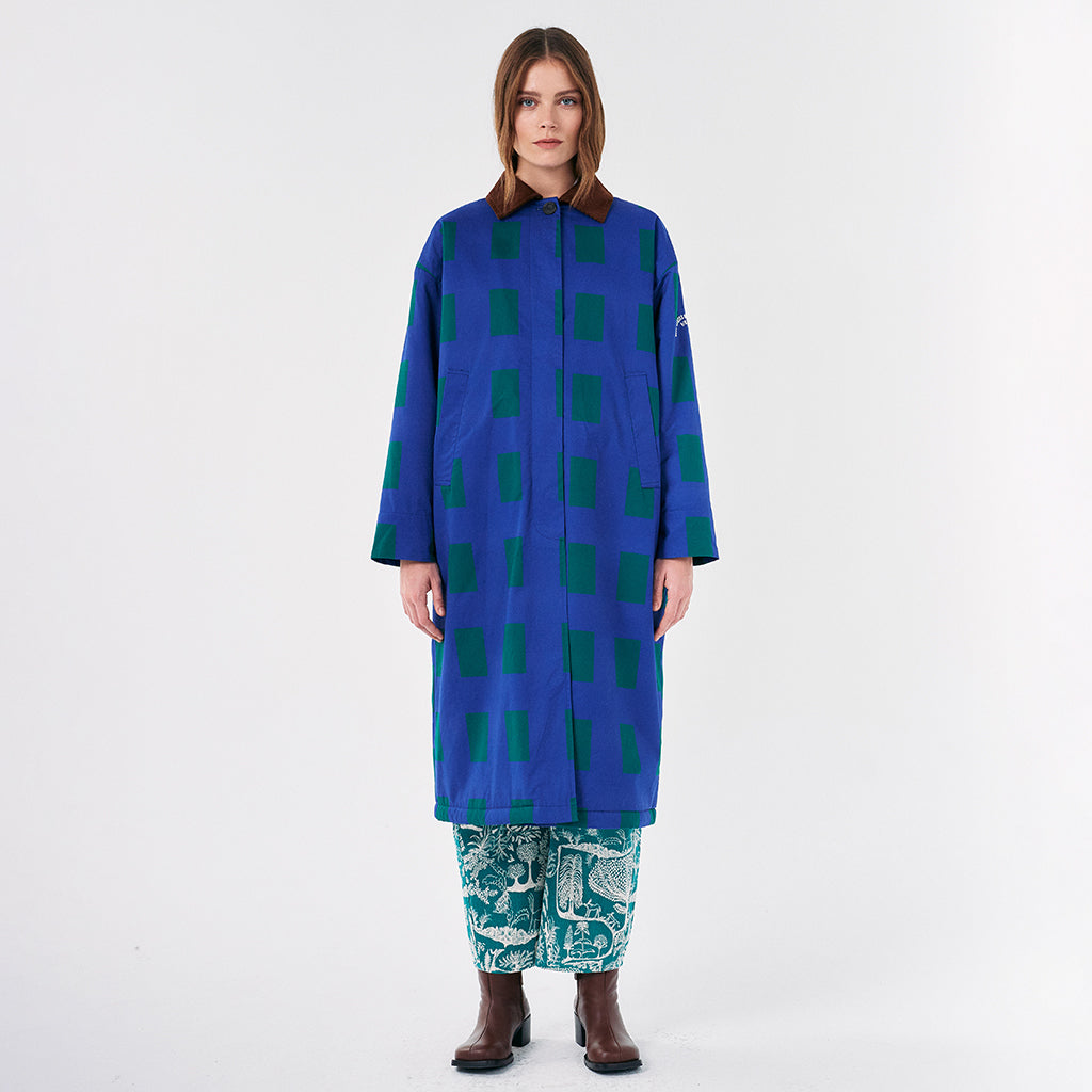 Bobo Choses Woman Long Coat - Colour Game Print Blue | Garmentory